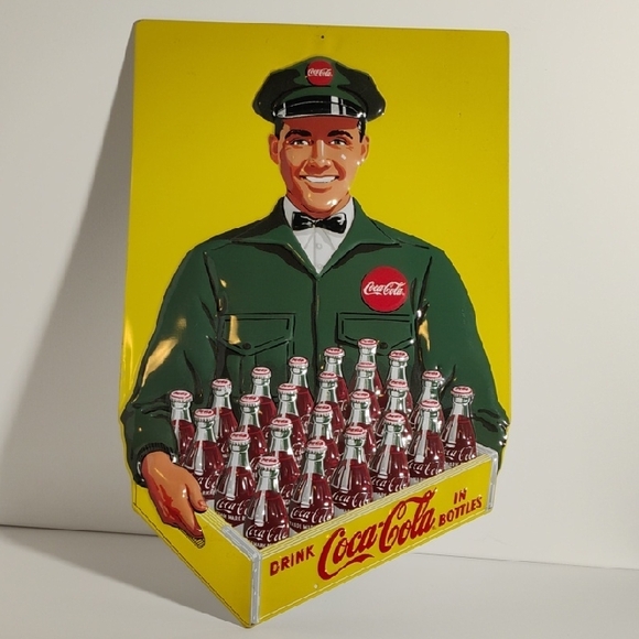 Coca Cola | Wall Decor | Cocacola Vintage Style Delivery Man Metal Sign ...